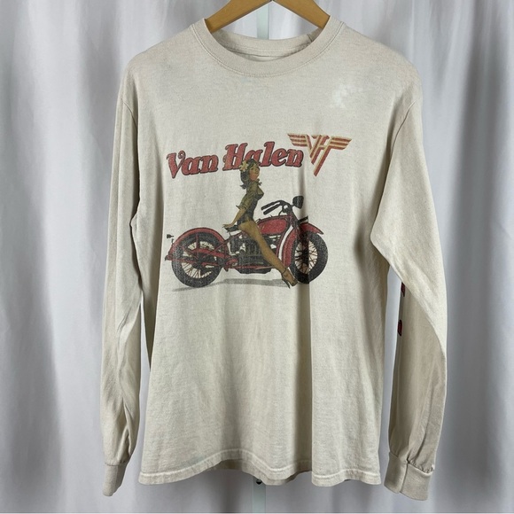 Van Halen | Shirts | Van Halen Medium Motorcycle Biker Pinup Graphic Sleeve Hit Long Sleeve ...